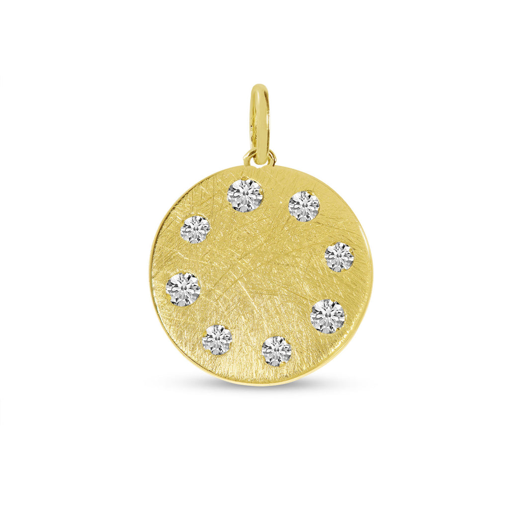 Yellow Gold Round Disc with Diamonds – Cy Fredrics Jewelers